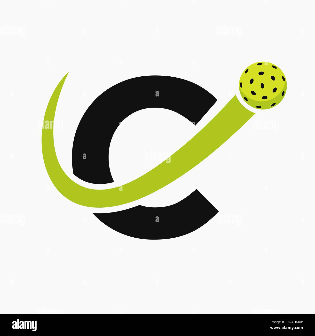 Letter C Pickleball Logo Concept With Moving Pickleball Symbol. Pickle ...