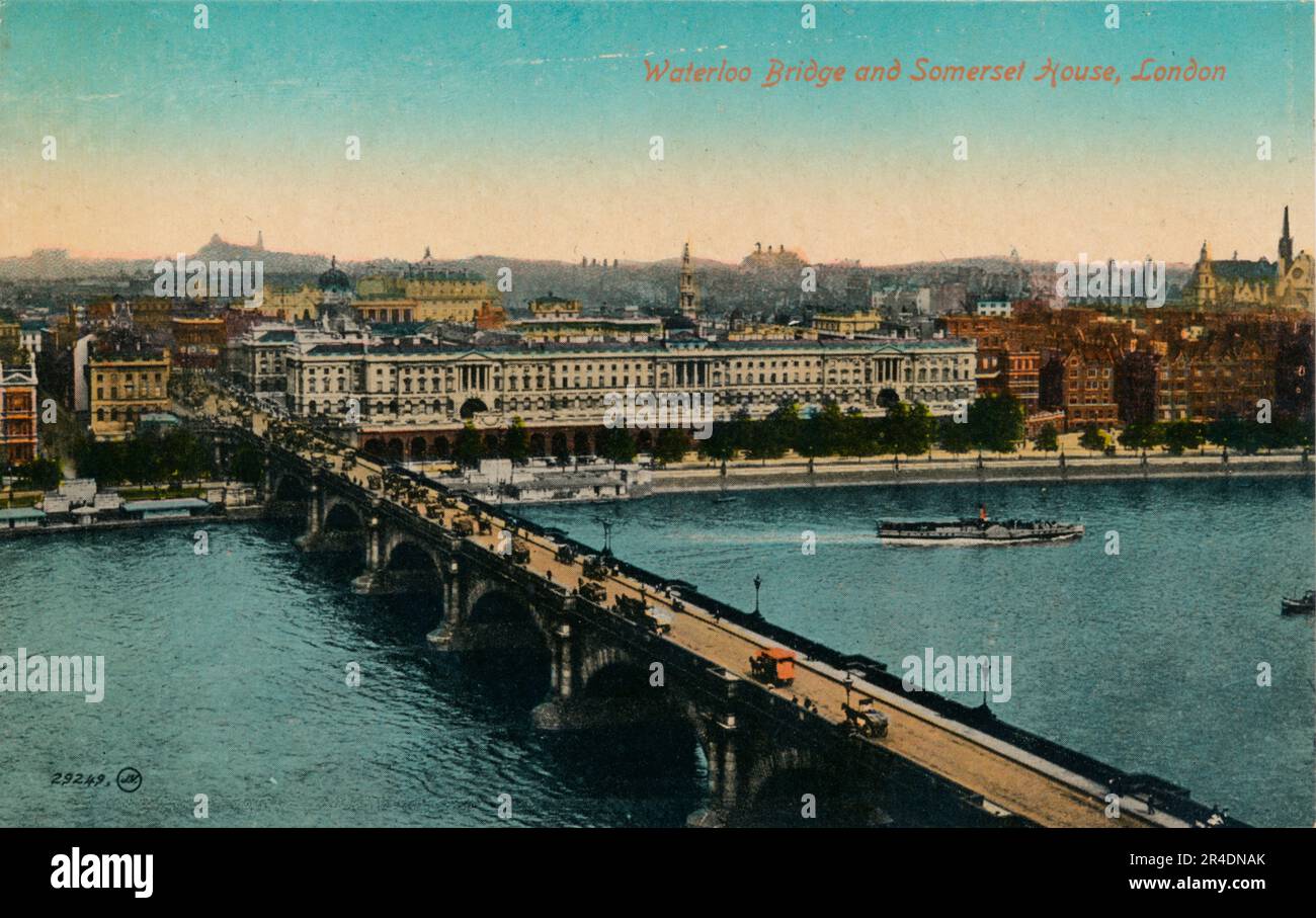 'Waterloo Bridge and Somerset House, London', c1910. [Valentine & Sons ...