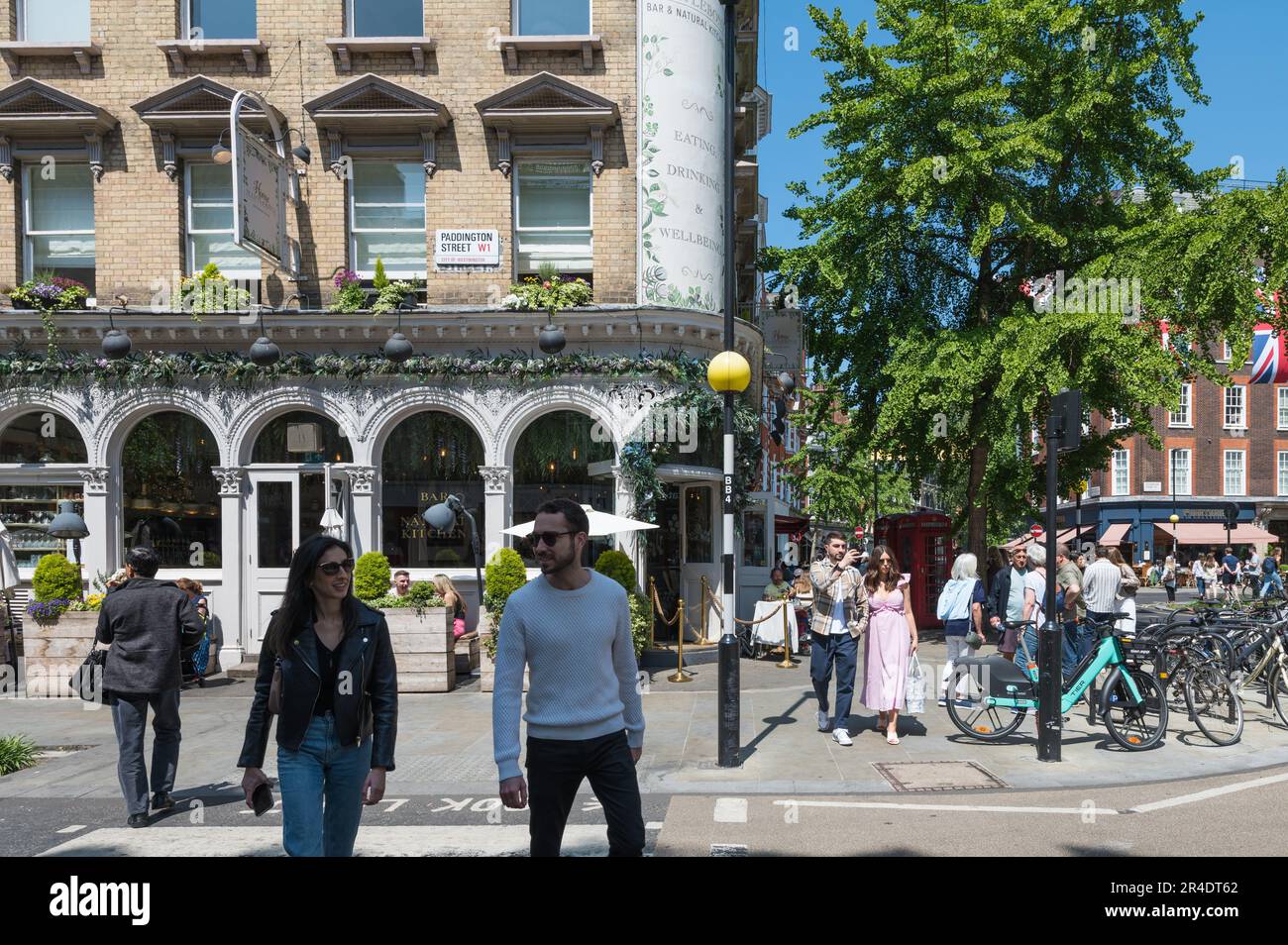 People out and about on a sunny day. Home Marylebone restaurant on ...
