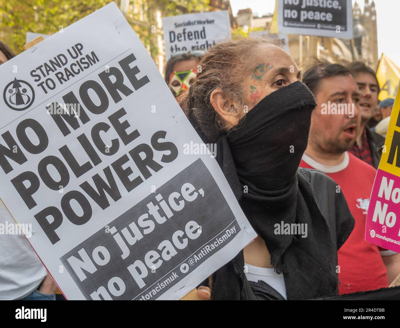 London, UK. 27 May 2023. Protesters at Downing St. Gypsy Traveller ...