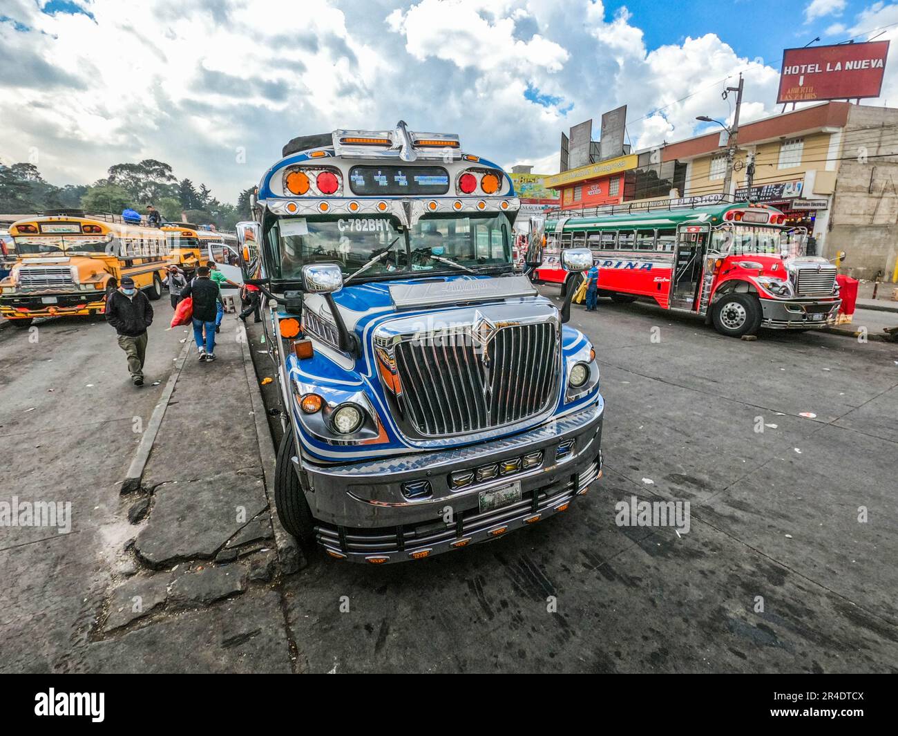 Traditional chicken bus, Antigua, Guatemala Stock Photo - Alamy
