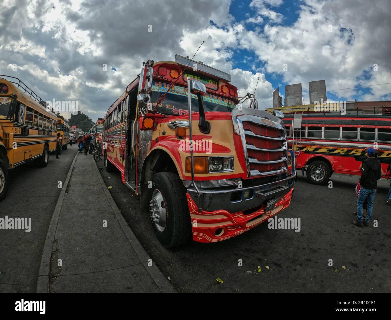 Traditional chicken bus, Antigua, Guatemala Stock Photo - Alamy