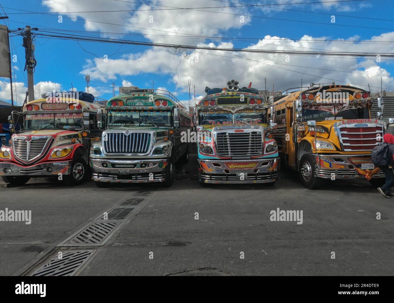 Traditional chicken bus, Antigua, Guatemala Stock Photo - Alamy
