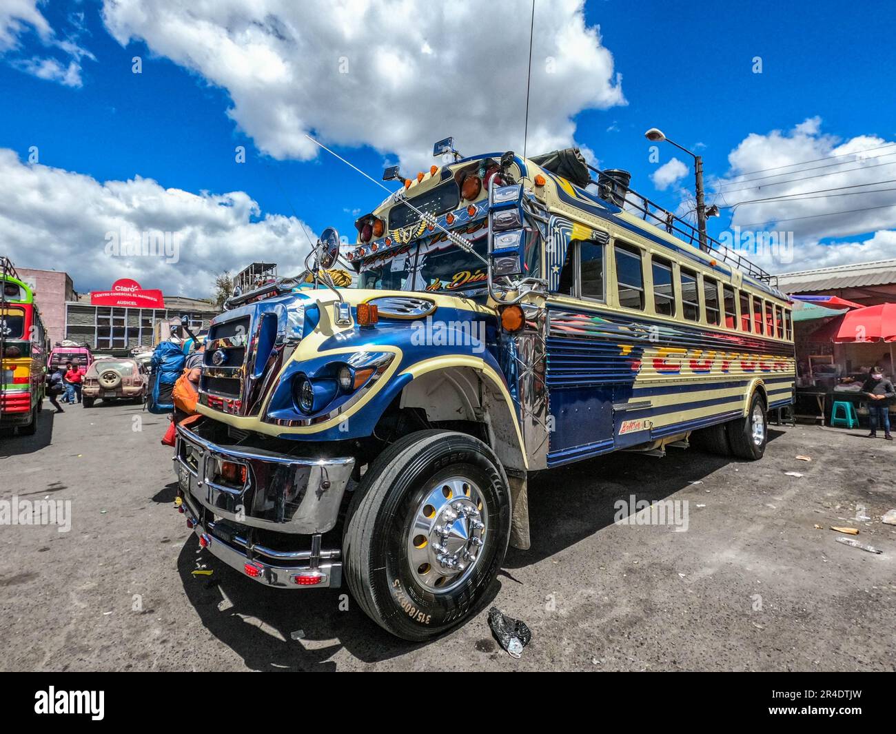 Traditional chicken bus, Antigua, Guatemala Stock Photo - Alamy