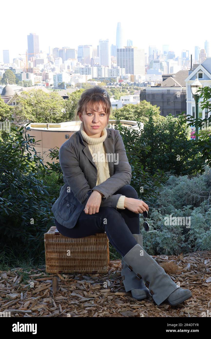 Photoshoot of a Beautiful Russian Model in a park Stock Photo - Alamy