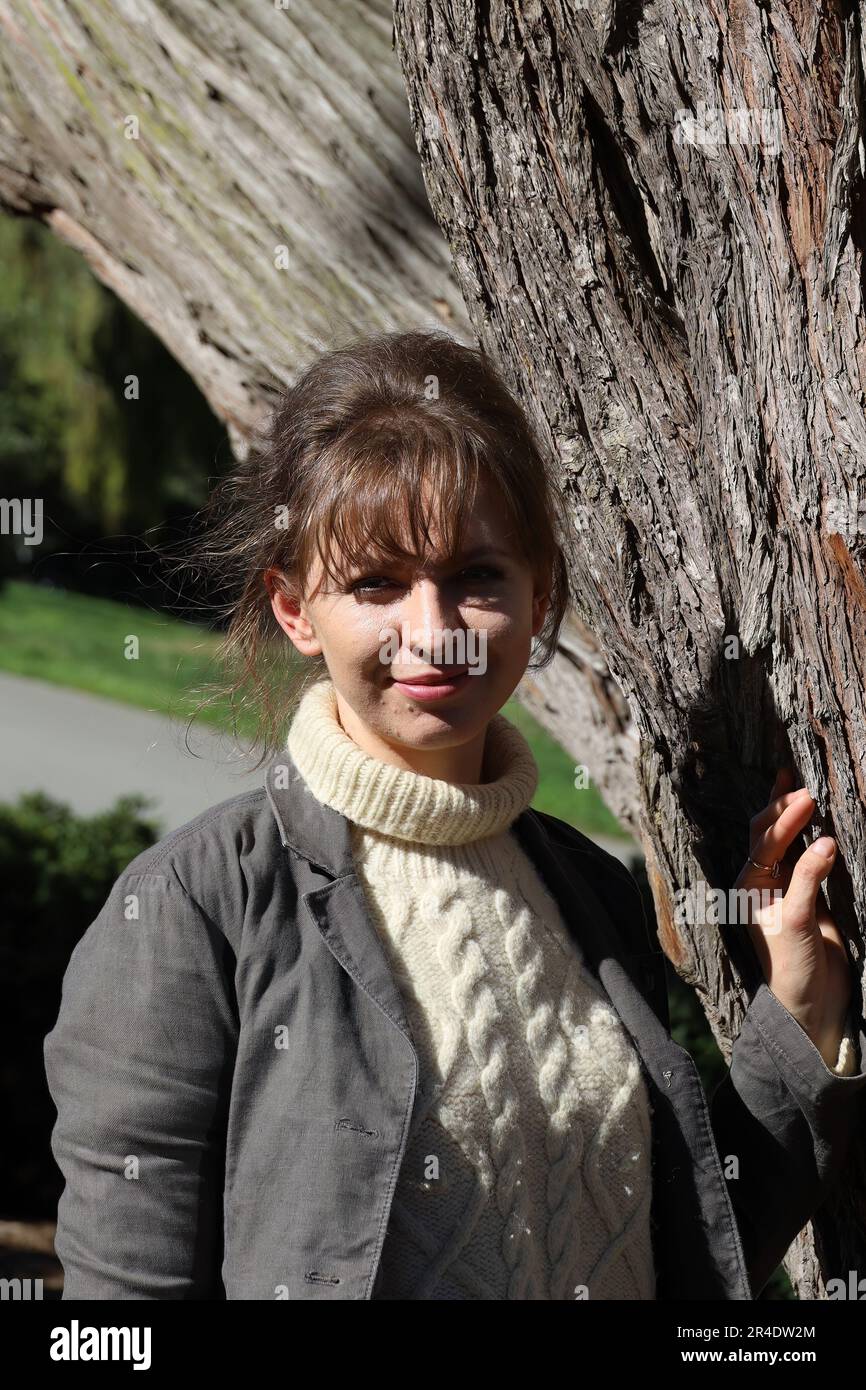 Photoshoot of a Beautiful Russian Model in a park Stock Photo - Alamy
