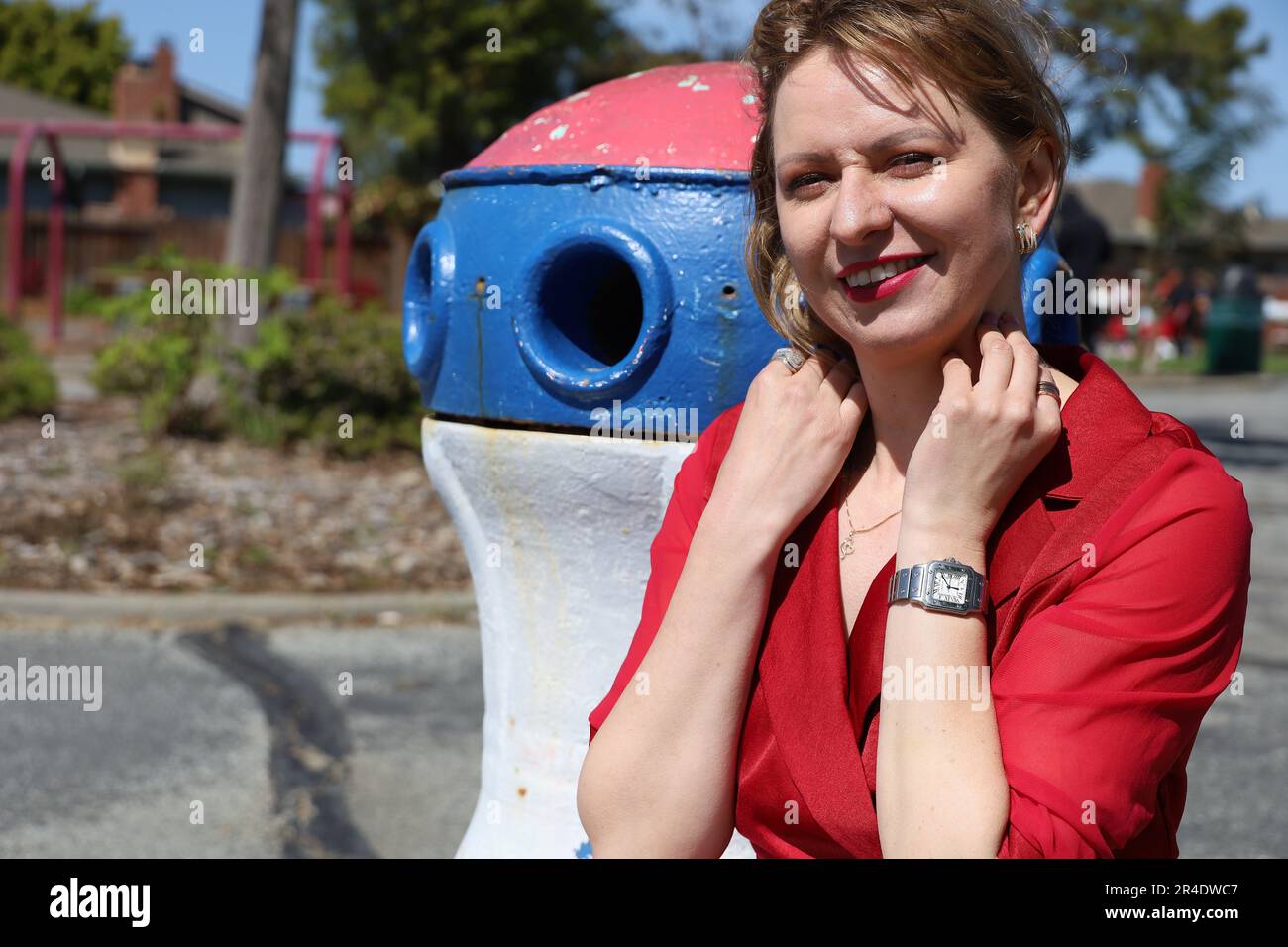 Photo of beautiful Russian lady in a park by a lake Stock Photo - Alamy