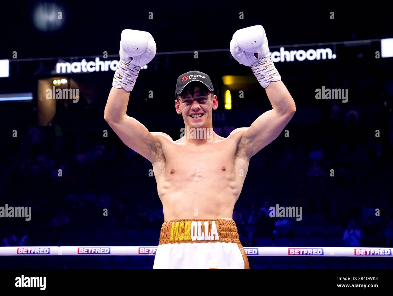 William Crolla celebrates after winning his super welter weight fight ...