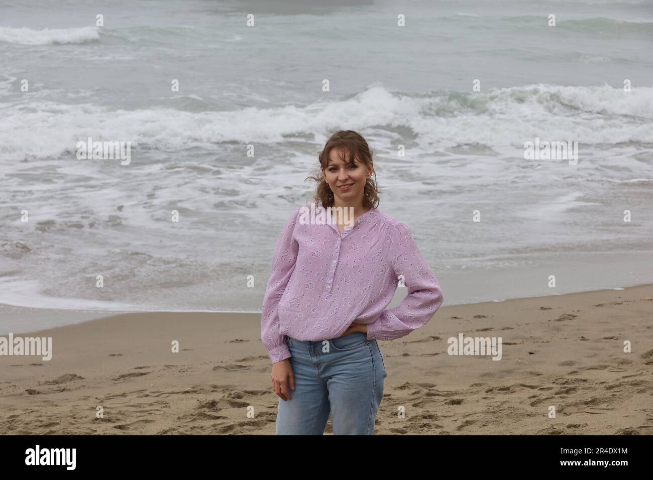 Beautiful Russian model in a beach, near the ocean Stock Photo - Alamy