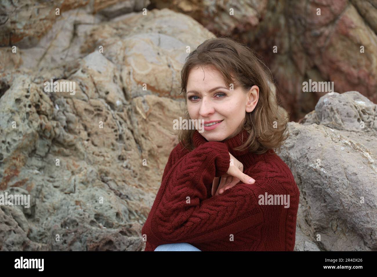 Beautiful Russian model in a beach, near the ocean Stock Photo - Alamy