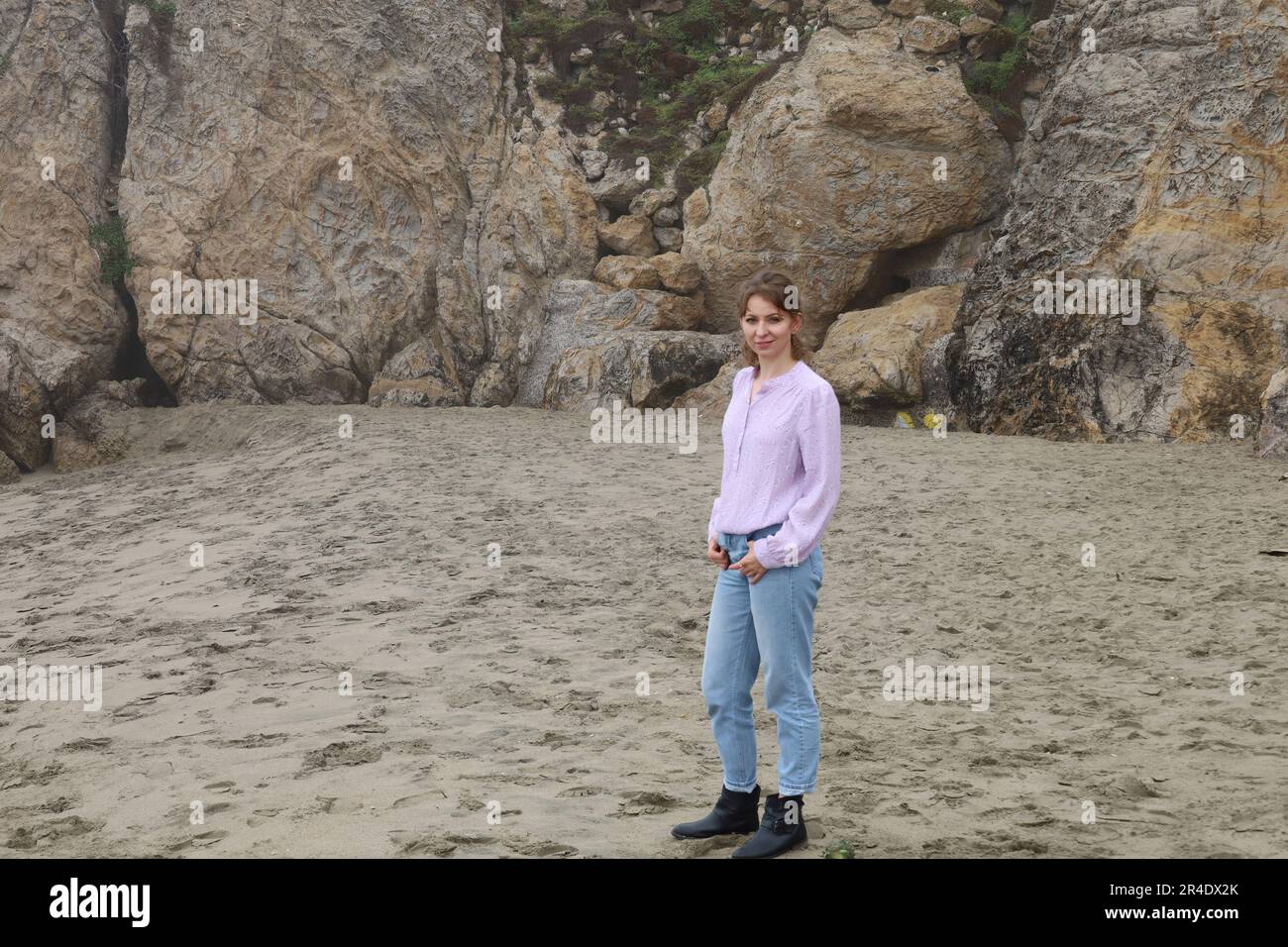 Beautiful Russian model in a beach, near the ocean Stock Photo - Alamy