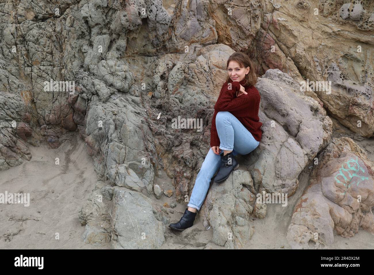 Beautiful Russian model in a beach, near the ocean Stock Photo - Alamy