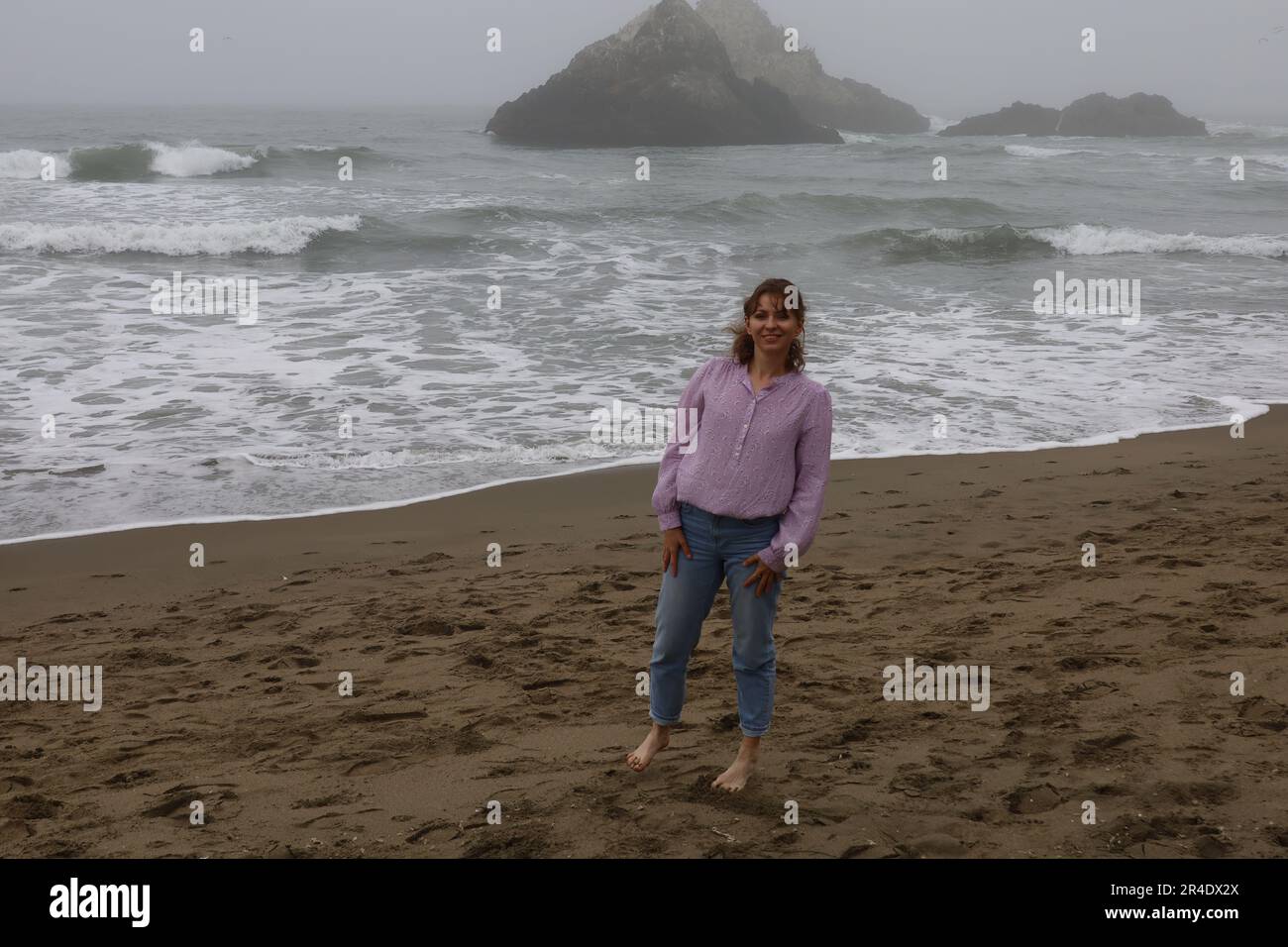 Beautiful Russian model in a beach, near the ocean Stock Photo - Alamy