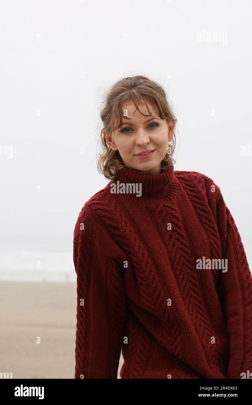 Beautiful Russian model in a beach, near the ocean Stock Photo - Alamy