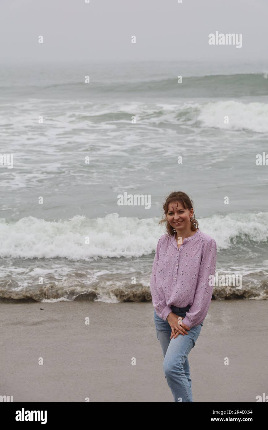 Beautiful Russian model in a beach, near the ocean Stock Photo - Alamy