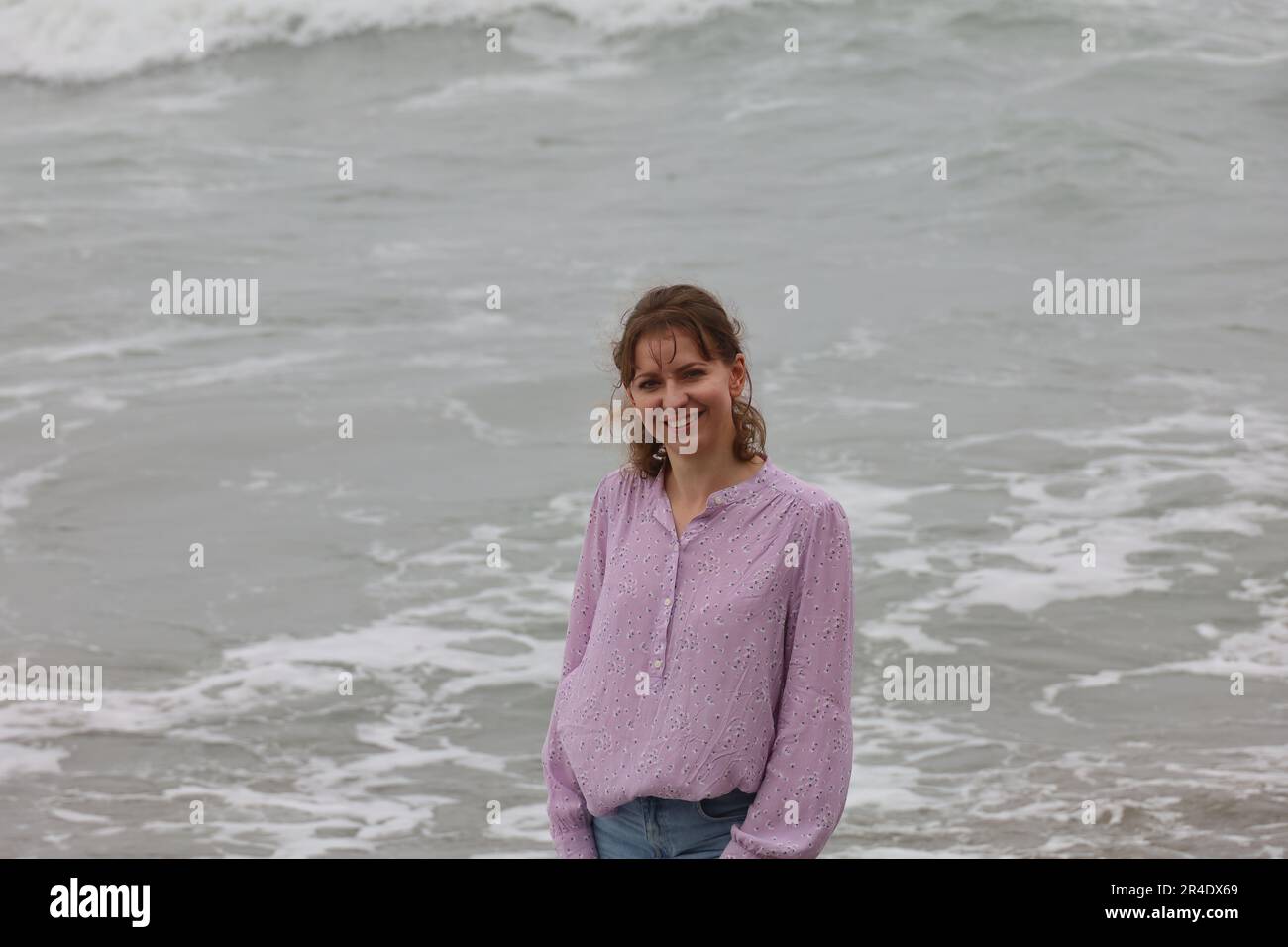 Beautiful Russian model in a beach, near the ocean Stock Photo - Alamy
