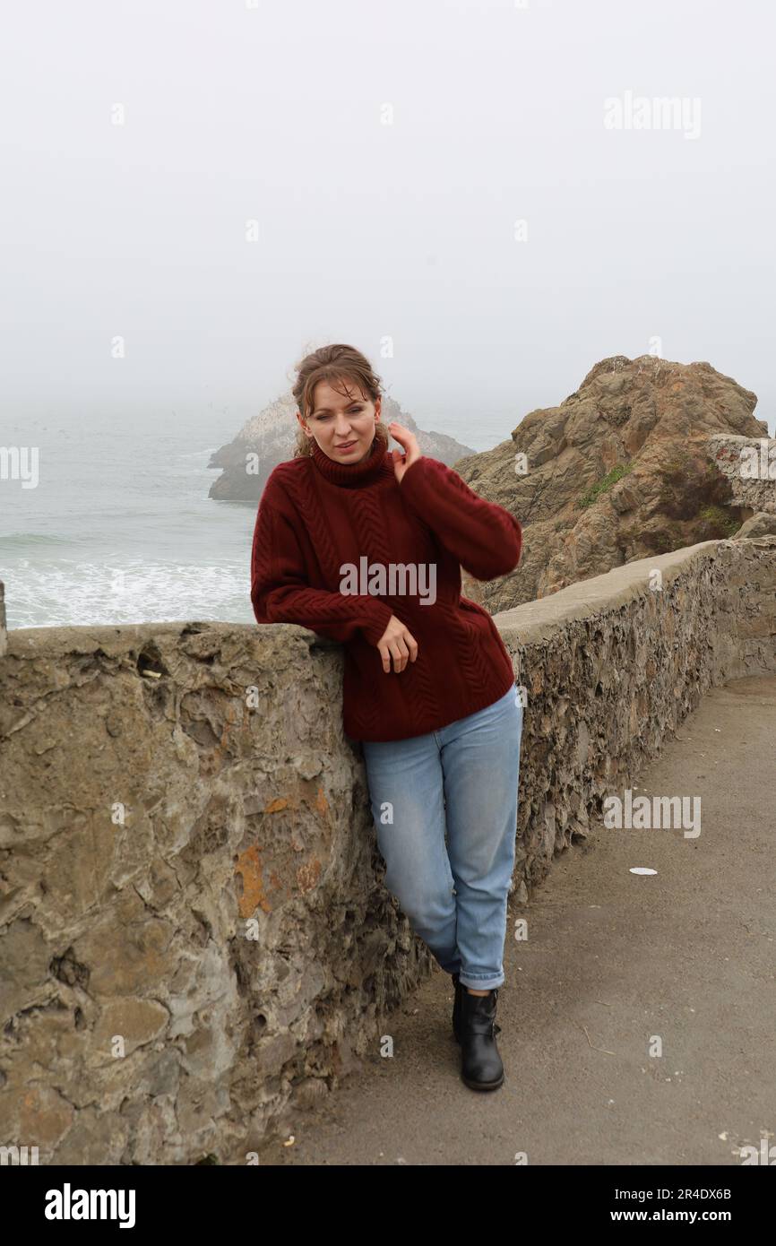 Beautiful Russian model in a beach, near the ocean Stock Photo - Alamy