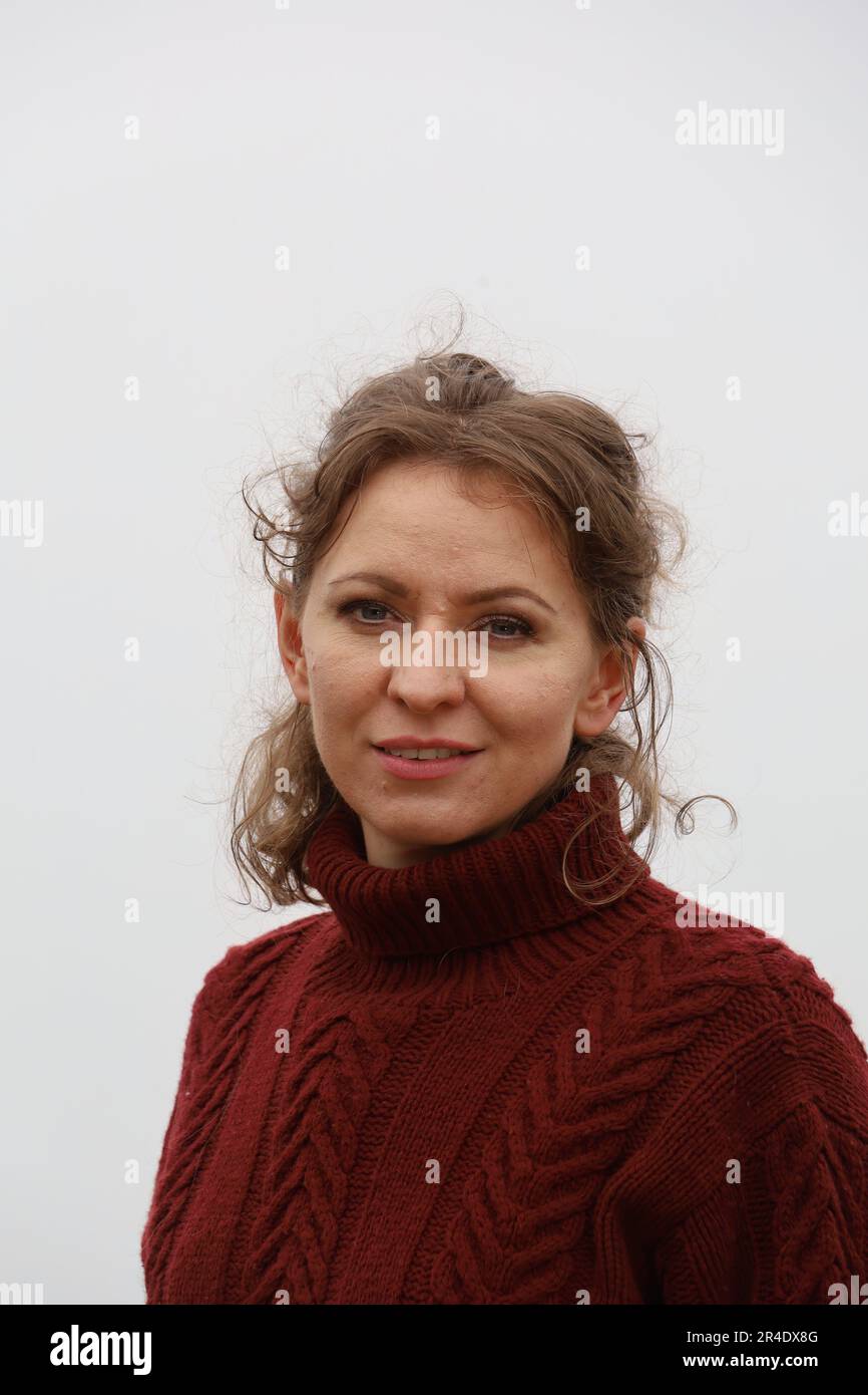 Beautiful Russian model in a beach, near the ocean Stock Photo - Alamy