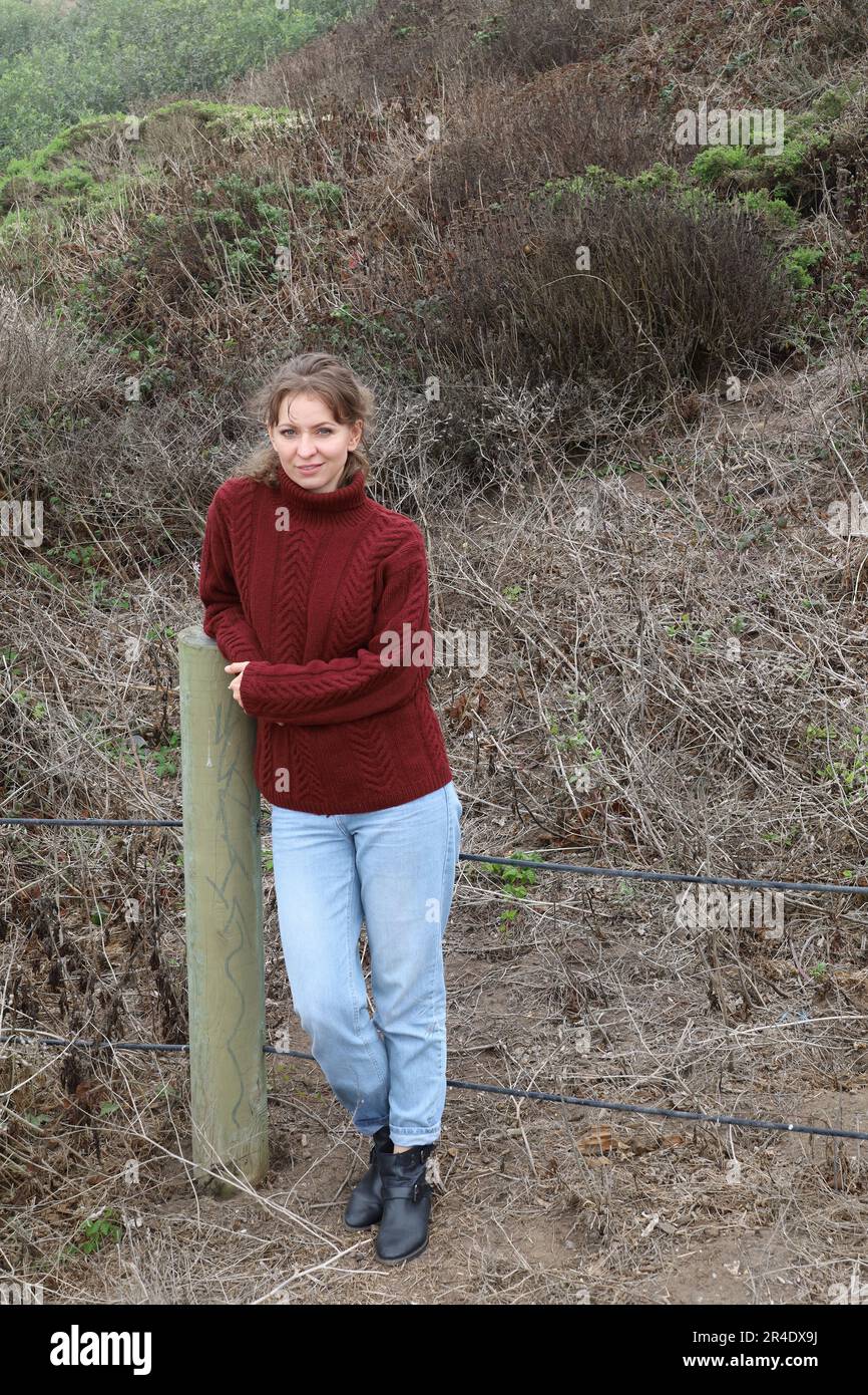 Beautiful Russian model in a beach, near the ocean Stock Photo - Alamy