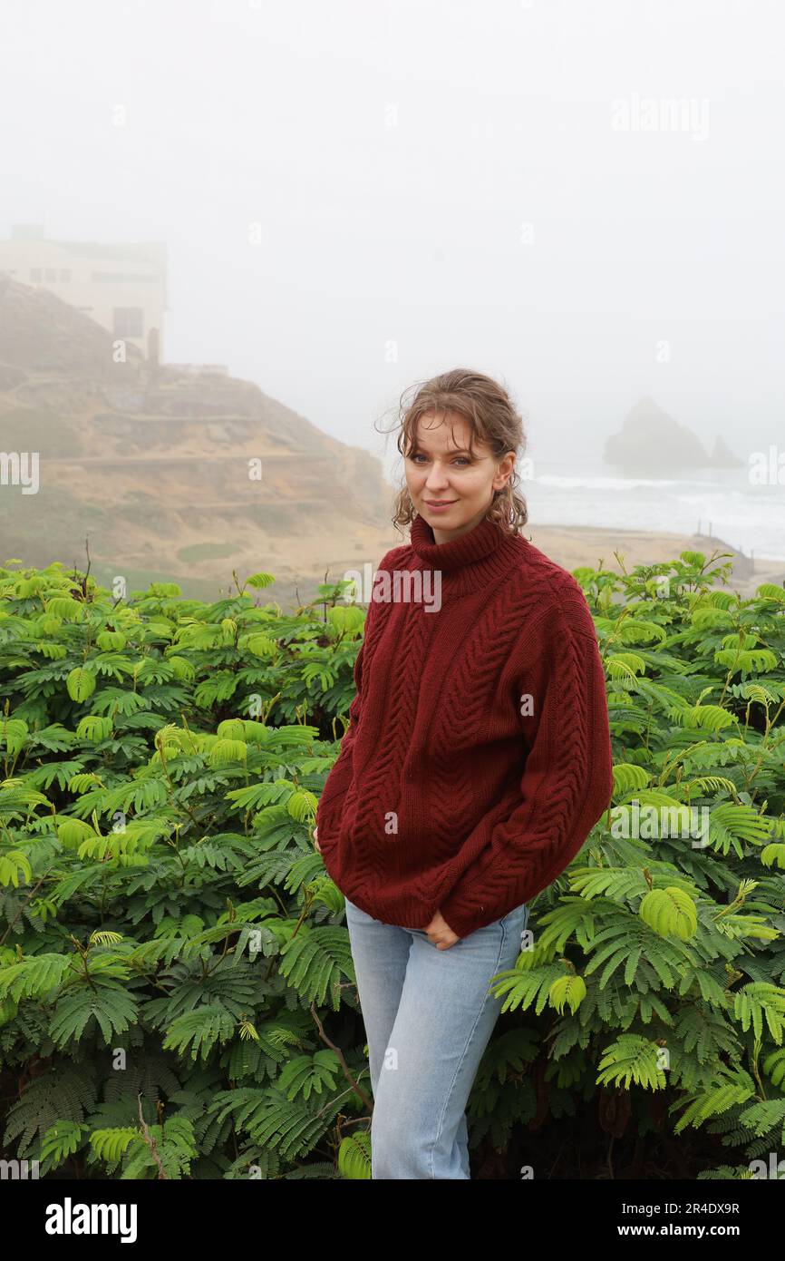 Beautiful Russian model in a beach, near the ocean Stock Photo - Alamy