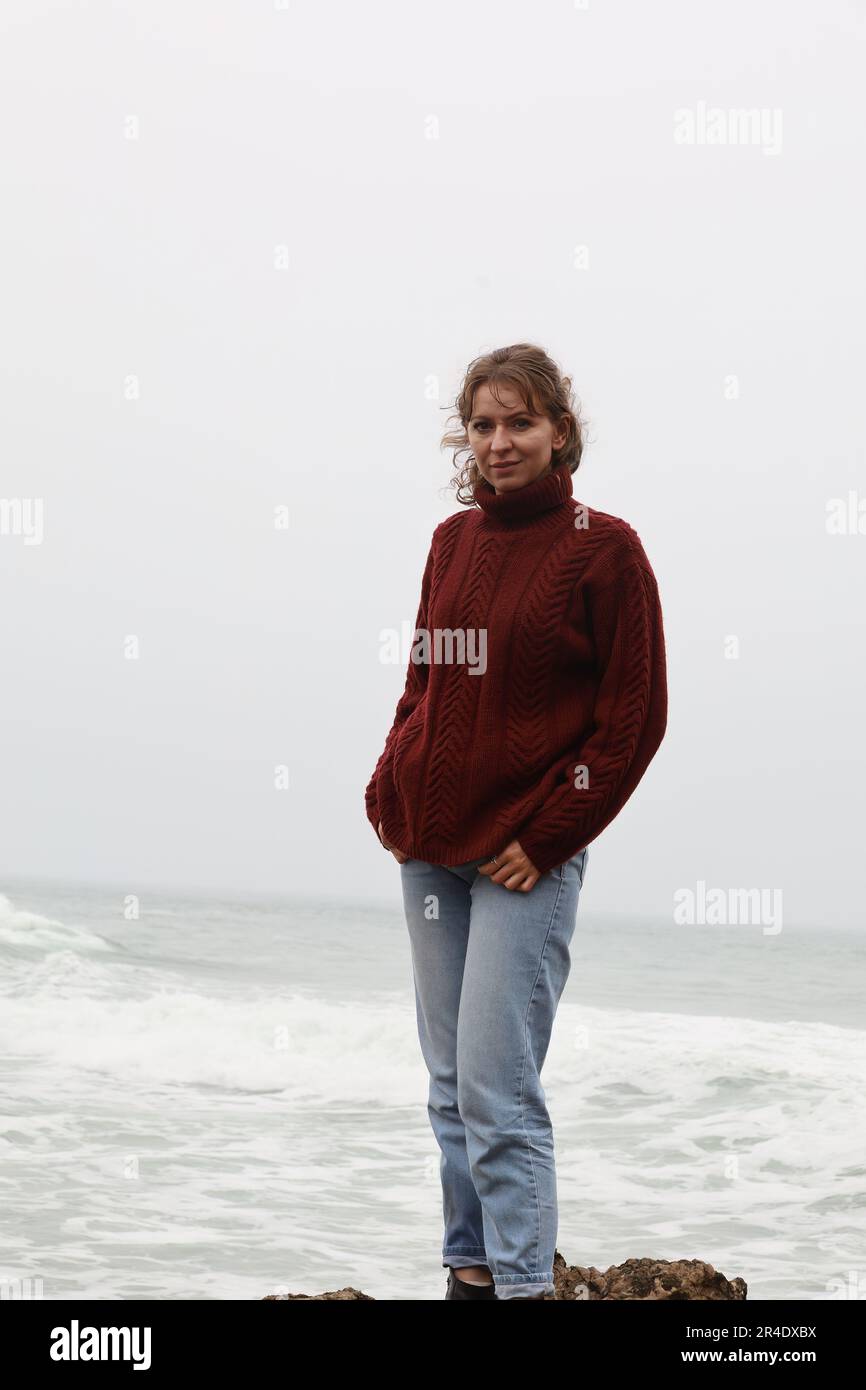 Beautiful Russian model in a beach, near the ocean Stock Photo - Alamy
