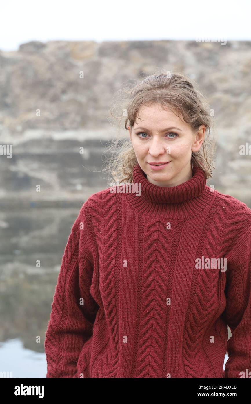 Beautiful Russian model in a beach, near the ocean Stock Photo - Alamy