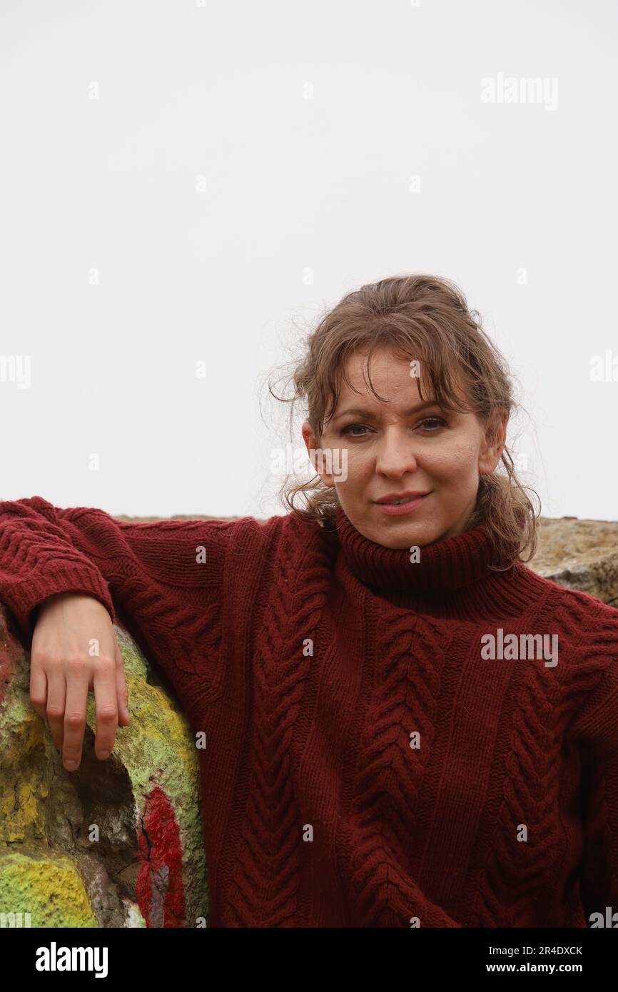 Beautiful Russian model in a beach, near the ocean Stock Photo - Alamy