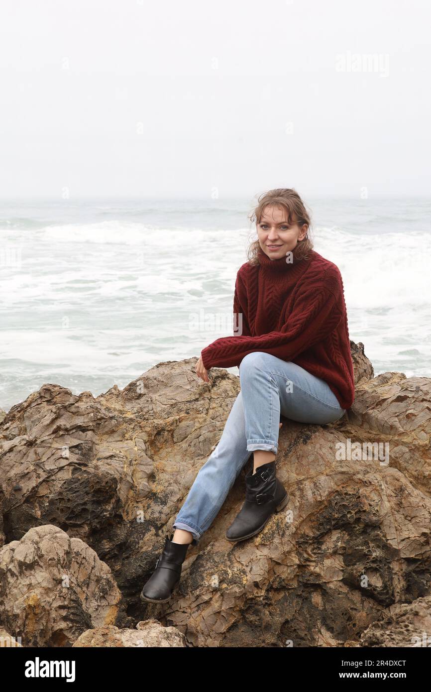 Beautiful Russian model in a beach, near the ocean Stock Photo - Alamy