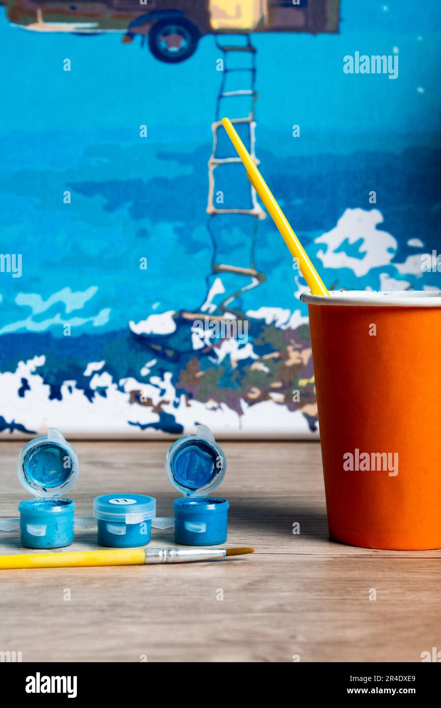 Girl paints picture numbers hi-res stock photography and images - Alamy