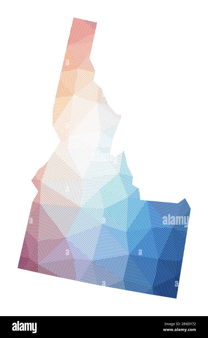 Low poly illustration of the US state of Idaho. Geometric design with ...