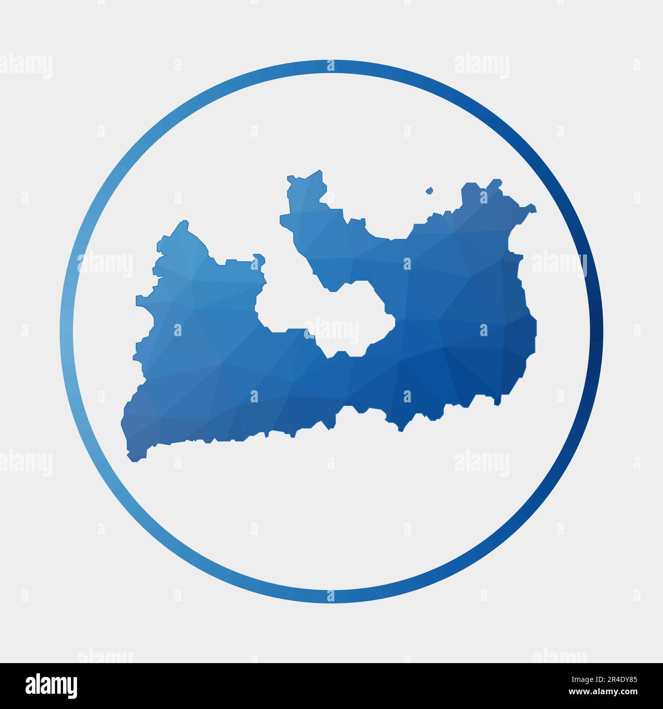 Milos icon. Polygonal map of the island in gradient ring. Round low ...