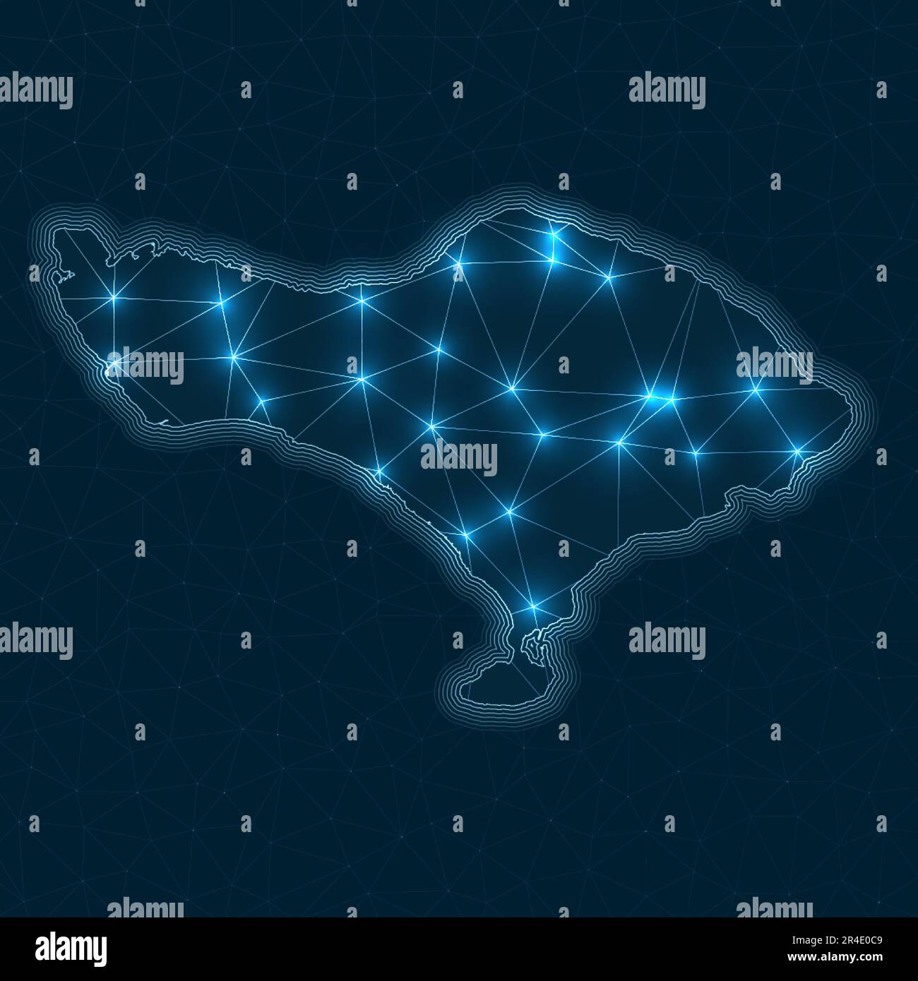 Bali network map. Abstract geometric map of the island. Digital ...