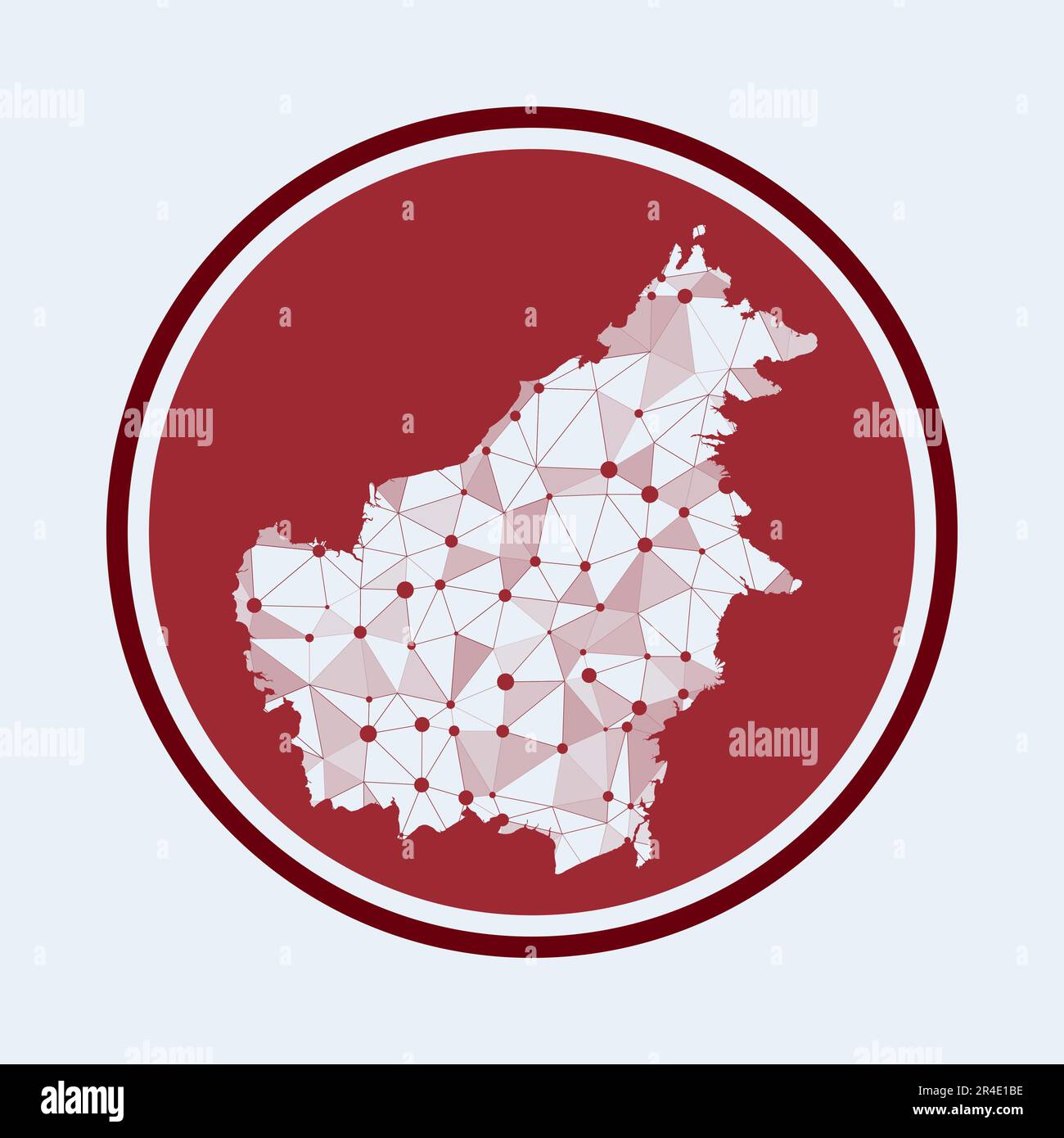 Borneo icon. Trendy tech logo of the island. Geometric mesh round ...