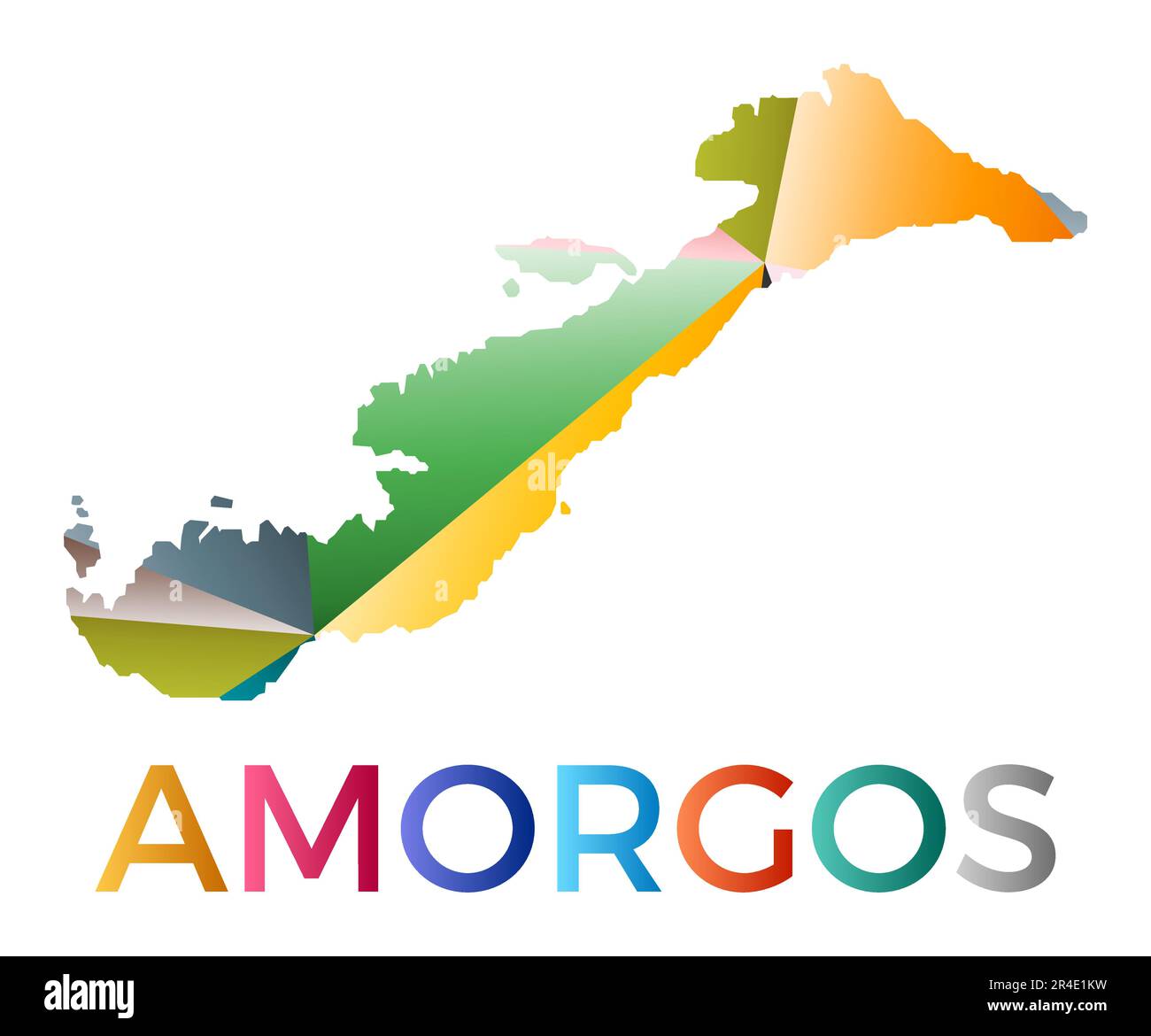 Bright colored Amorgos shape. Multicolor geometric style island logo ...