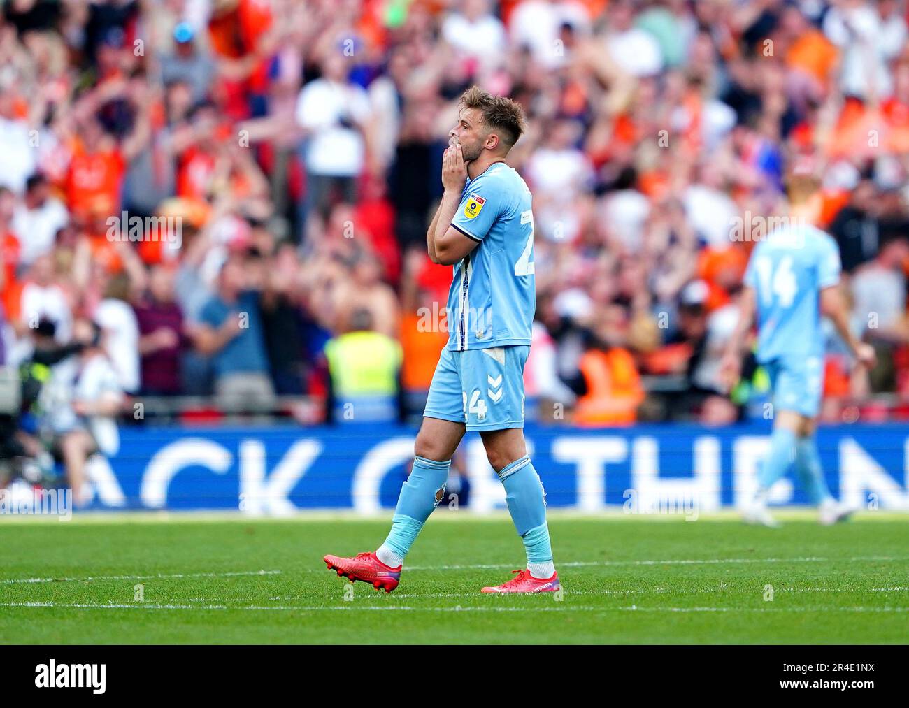 Coventry City's Matthew Godden appears dejected after Luton Town's Joe ...