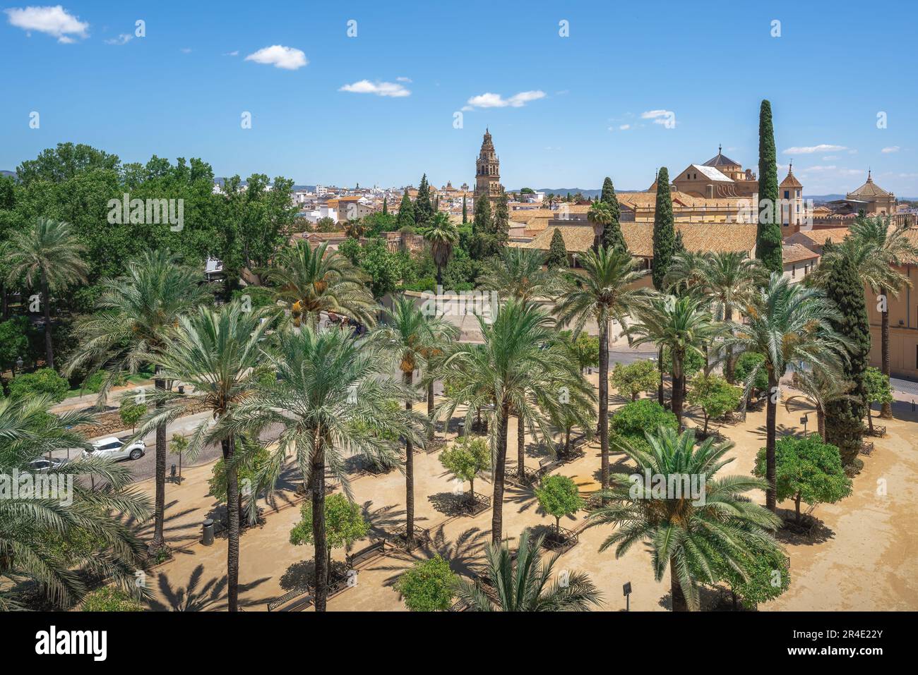 Aerial view Mosque-Cathedral of Cordoba with Palm Trees - Cordoba ...