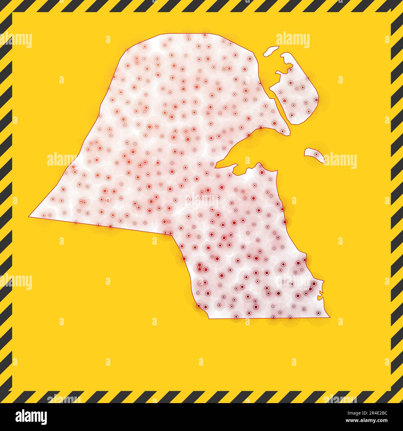 Kuwait closed - virus danger sign. Lockdown country icon. Black striped ...