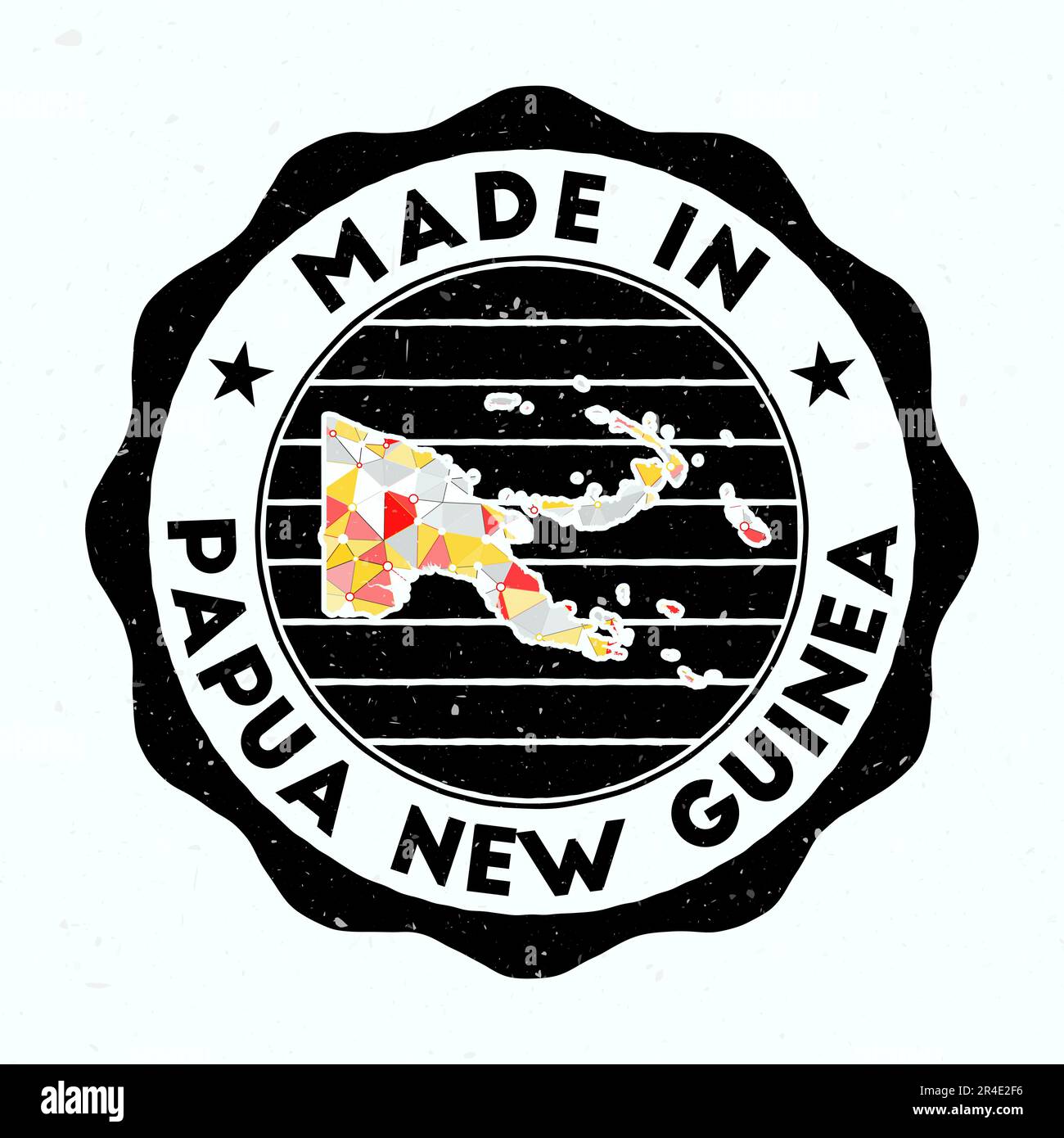 Made in Papua New Guinea. Country round stamp. Seal of Papua New Guinea ...