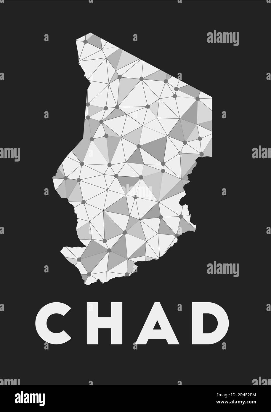 Chad - communication network map of country. Chad trendy geometric ...