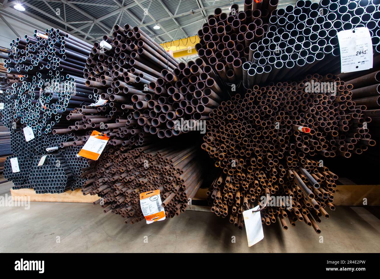Podolsk, Moscow province - August 02, 2021: Pipes and tubes indoor ...
