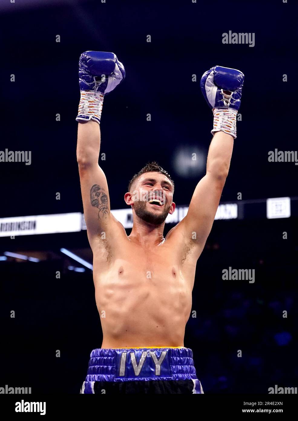 Danny Ball celebrates after winning his English Welter Weight fight ...