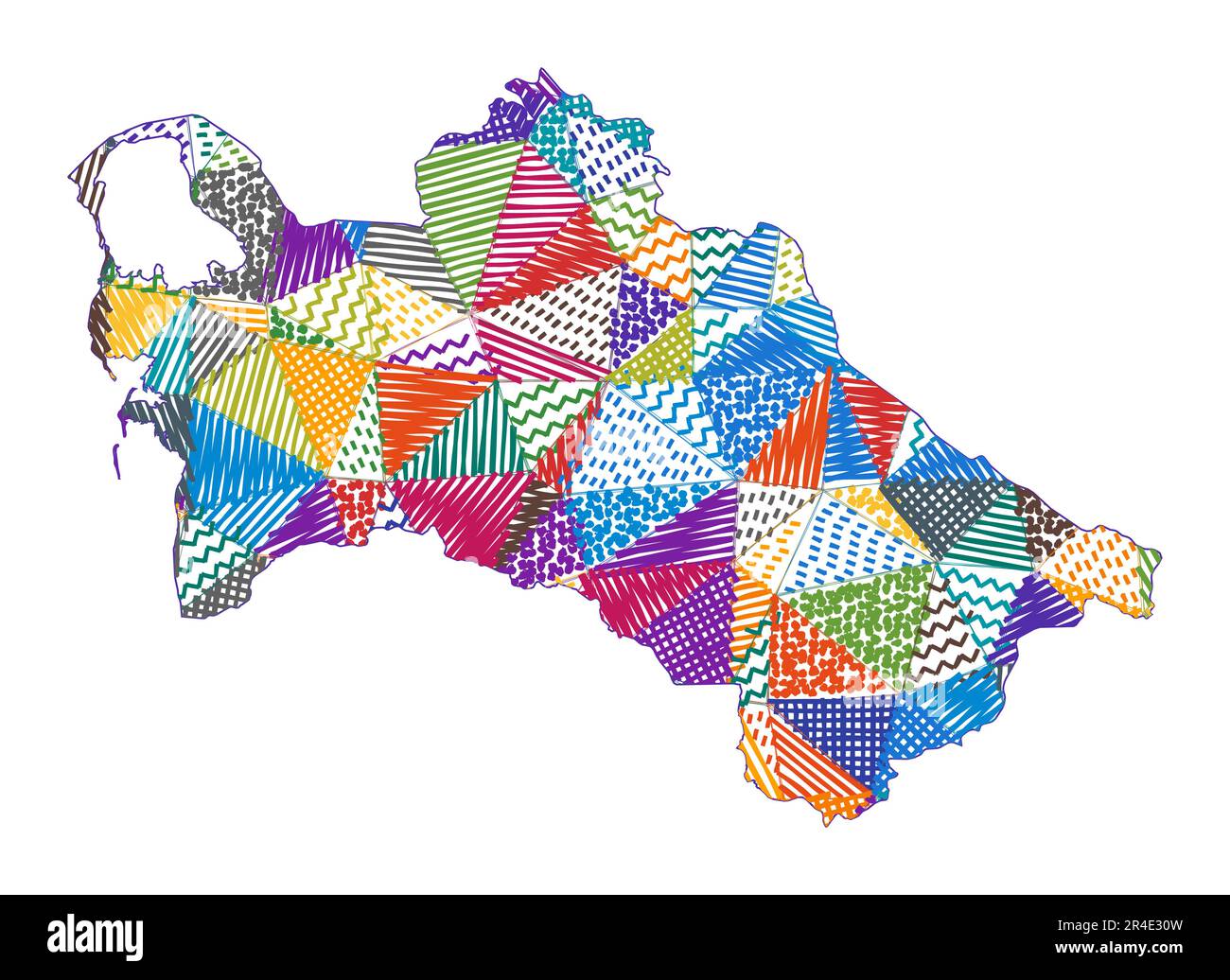Kid style map of Turkmenistan. Hand drawn polygons in the shape of ...