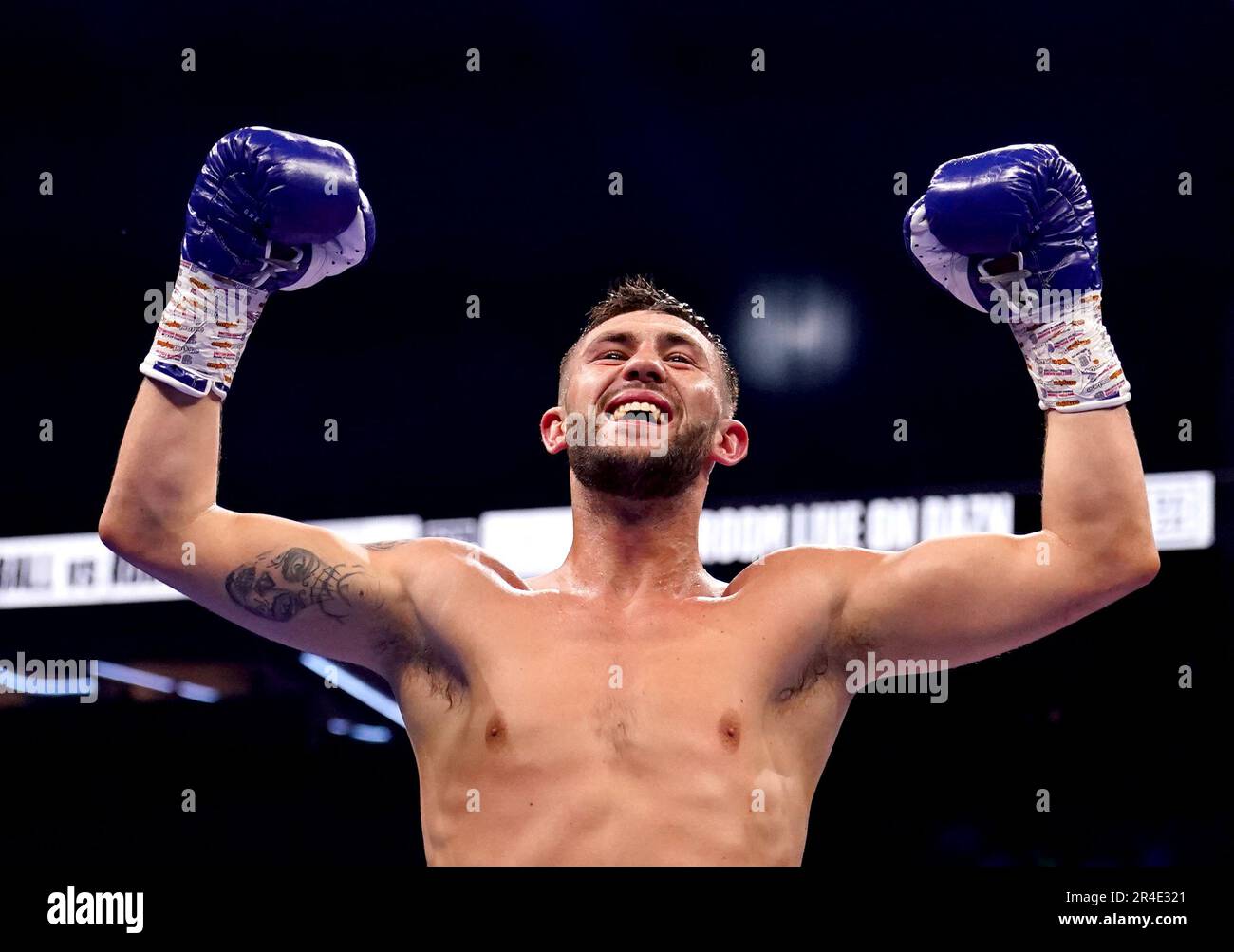 Danny Ball celebrates after winning his English Welter Weight fight ...