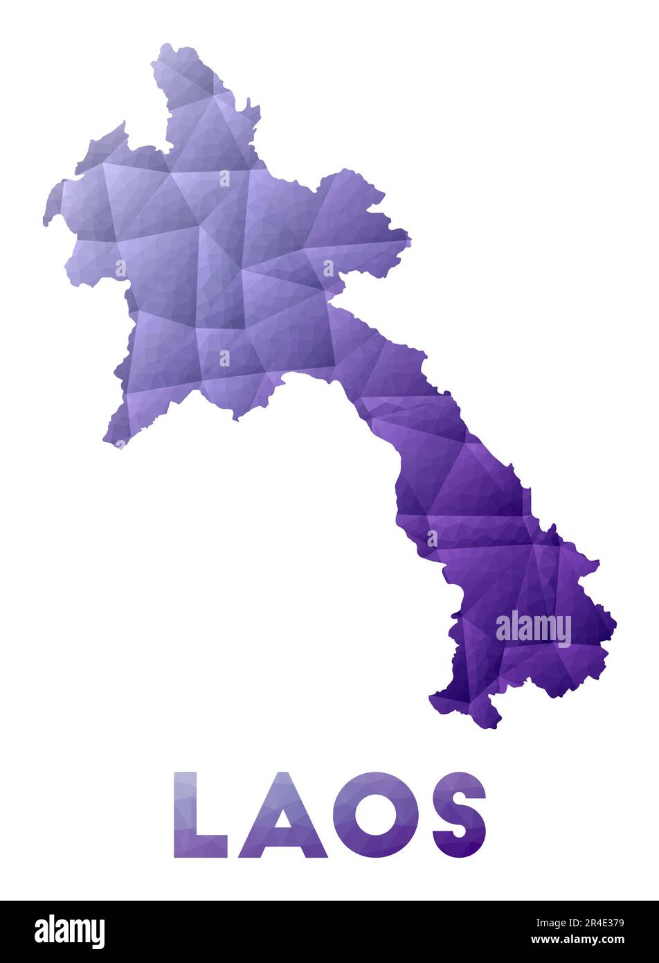 Map of Laos. Low poly illustration of the country. Purple geometric ...