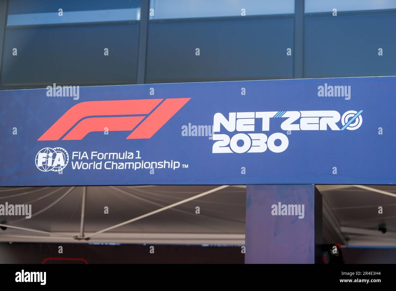 Circuit de Monaco, Montecarlo, Principality of Monaco, May 27, 2023, F1 Net Zero 2030 Logo ...