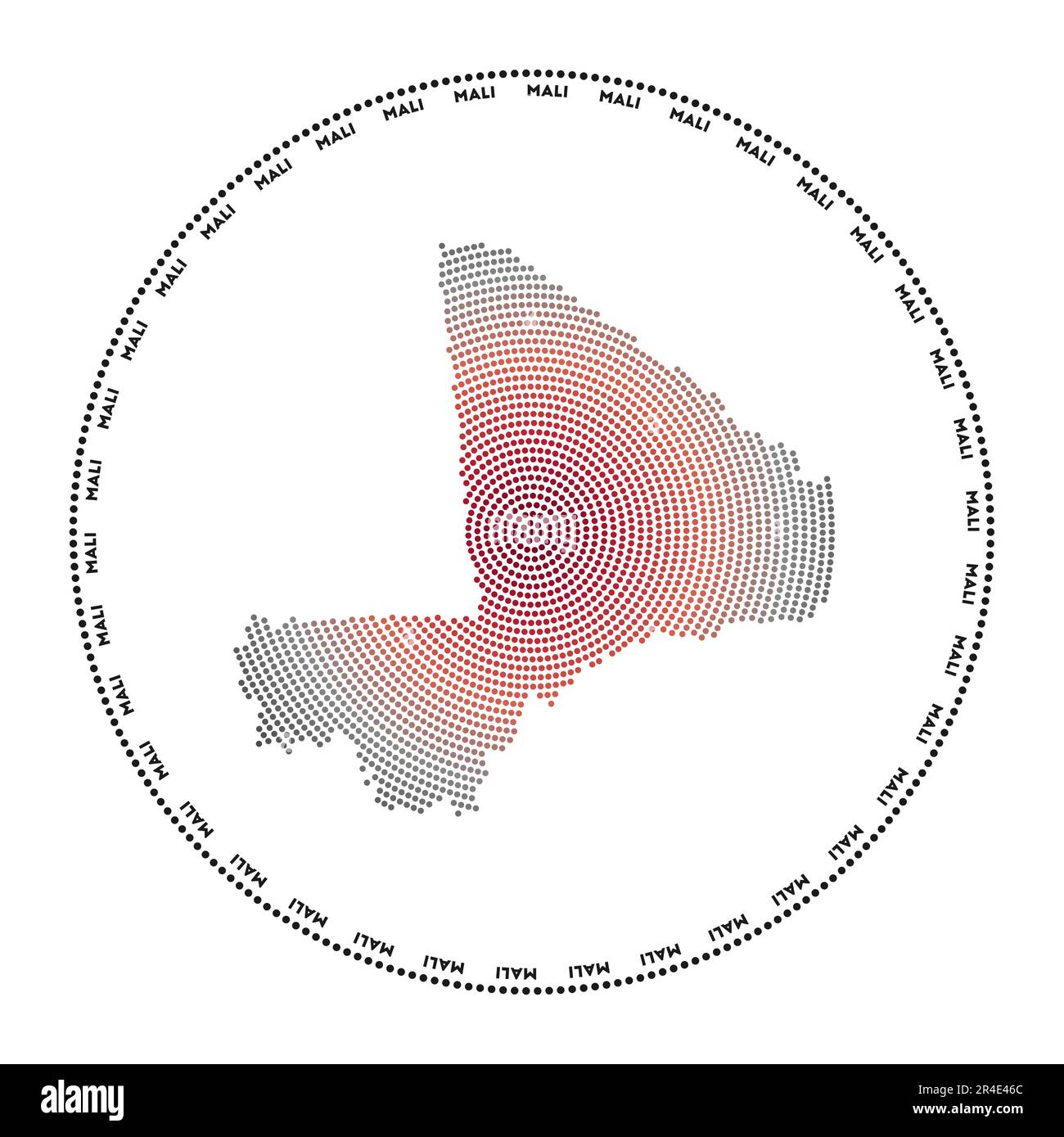 Mali round logo. Digital style shape of Mali in dotted circle with ...