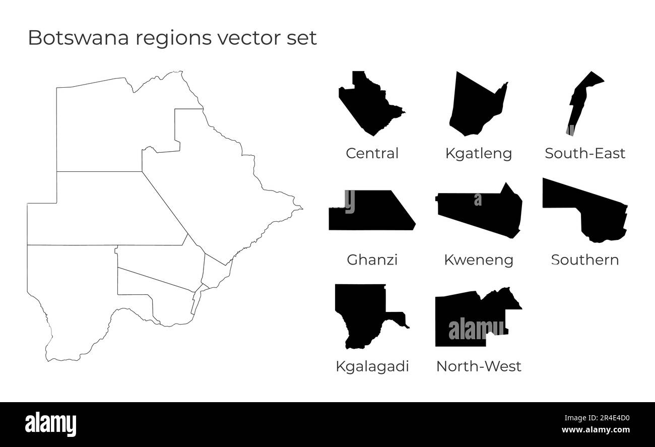 Botswana map with shapes of regions. Blank vector map of the Country ...