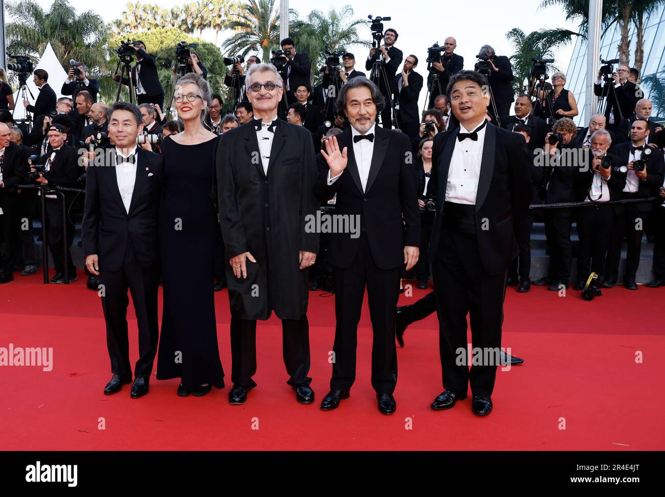 Koji Yanai, from left, Donata Wenders, Wim Wenders, Koji Yakusho, and ...