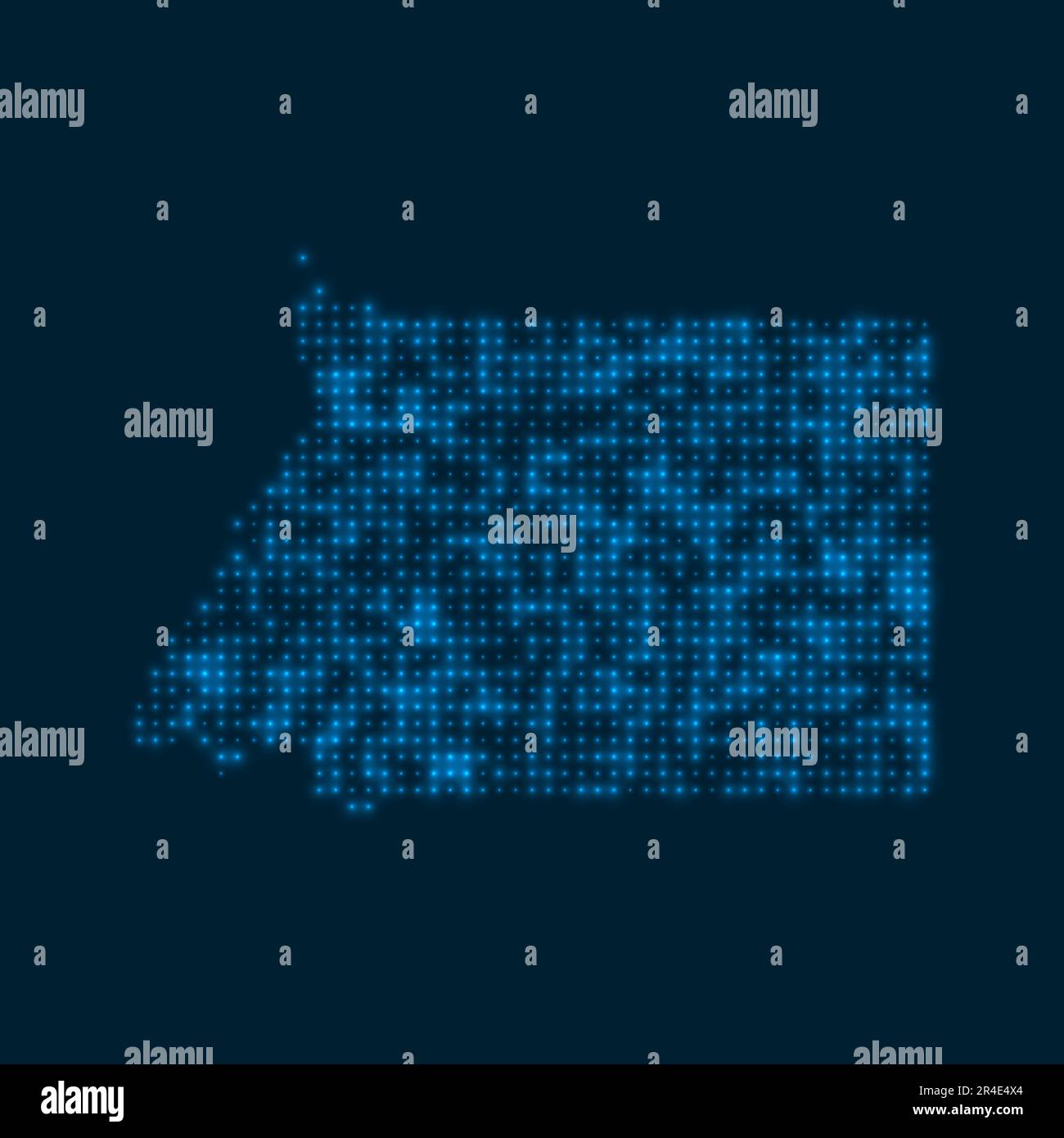 Equatorial Guinea dotted glowing map. Shape of the country with blue bright bulbs. Vector ...
