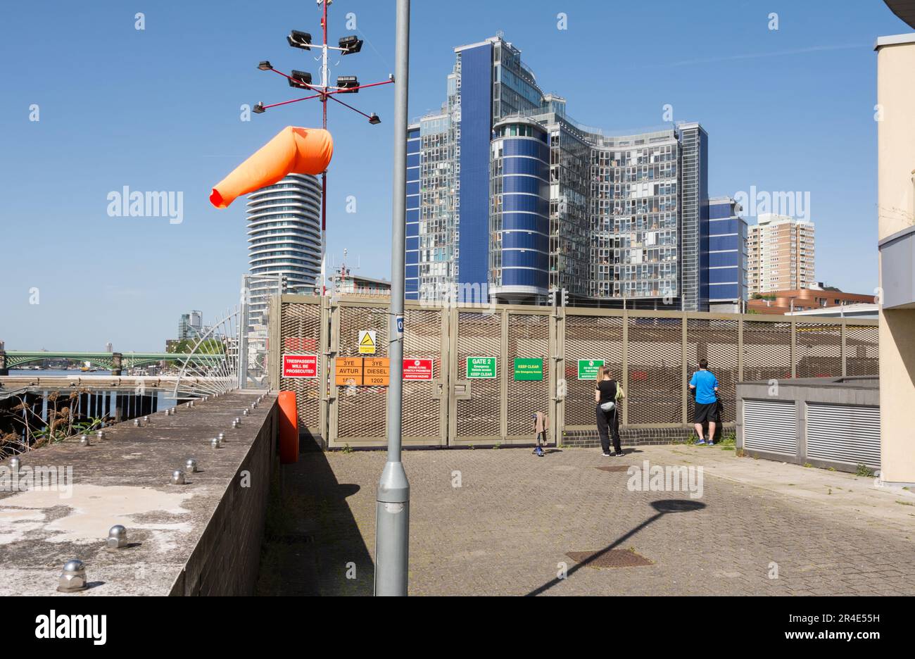 Closeup of Hotel Rafayel, Falcon Wharf, Battersea, and London Heliport ...